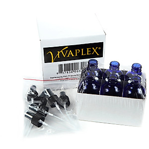 Vivaplex 6 pieces, Cobalt Blue, 4 oz Glass Bottles, with Black Fine Mist Sprayer