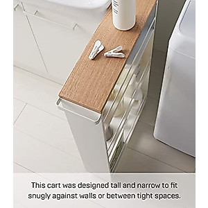 YAMAZAKI home Tower Rolling Slim Storage Cart With Handle White