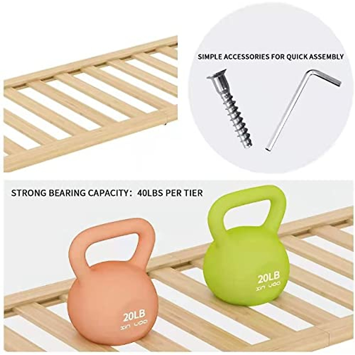 Qmkmyy Simple Narrow Wood Shoe Rack 2 Tiers for Closet Entryway Small Bamboo Free Standing Shoe Shelf Stackable Storage Organizer for Front Door