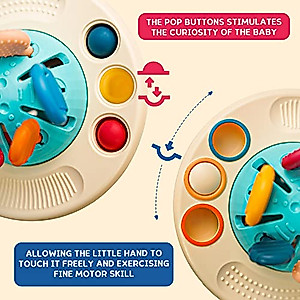 Baby Sensory Toys, Montessori Food Grade Silicone Pull String Activity Toy with Sliding Magic Balls & Simple Bubble for Motor Skills, actile Stimulation,Infants Toddlers Boys Girls 12+ Months Old