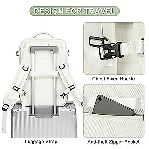 coofay Travel Backpack For Women Men Airline Approved Carry On Bags For Airplanes Underseat Luggage Backpack For Traveling On Airplane Personal Item Travel Bag For Airlines White