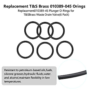 O-Ring - Replacement Part # T&S Brass 010389-45 Plunger O-Ring for 3-Tier Sink Drain, Twist Waste Drain Valve Rubber Stopper Oring(6-Pack)