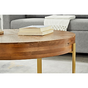 Gexpusm Round Wood End Table for Living Room, 2 Tier Farmhouse Circle Side Table, Rustic Mid-Century Wooden End Table for Apartment, Easy Assembly (Coffee Table, Ct-espresso,metal Leg)