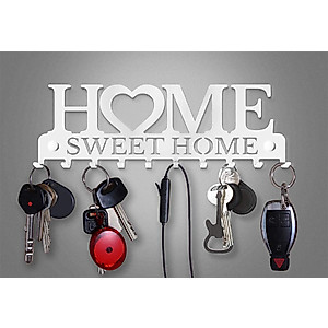 SirHoldeer Key Holder Wall Mount, Key Hooks for Wall, Key Rack for Wall Decorative, Llavero de Pared para Hogar, Metal Wall Decor for Hallway, Entryway, Small Hanger, Farmhouse Sweet Home Sign