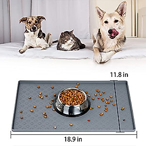Dog Cat Pet Food Mat Dog Feeding Mat for Food and Water Silicone Dog Dish Mats for Floors Waterproof Slip Dog Bowl Mat with Raised Edges to Prevent Food and Water Messes on Floor