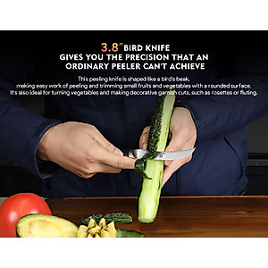 Piklohas Kitchen Knife Set, 3 Piece German High Carbon Stainless Steel Professional Chef Knife, Nakiri Knife, Bird Knife, Razor Sharp Cutting Knife With Forged Ergonomic Handle Elegant Gift Box