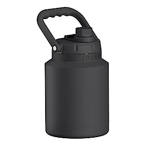 Asobu Mini Stainless Steel Double Walled Vacuum Insulated 33 Ounce Jug With Full Hand Easy Carry Handle and Pop Up Straw (Black)