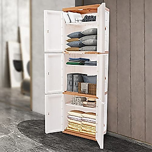 Storage Cabinet with 120 lbs Strong Load-Bearing Capacity, Khaki and White Storage Drawer Units, Plastic Storage Dressers for Tool and Home Organization, 19.7" Lx12.2 Dx61 H