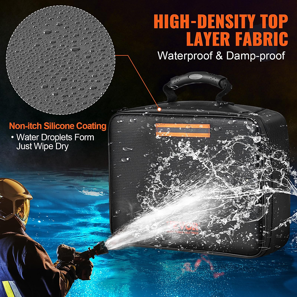 VEVOR Fireproof Document Box, Fireproof Document Bag with Lock 2000℉, 3-Layer Fireproof and Waterproof File Box 14.17x10.63x4.13 inch with Zipper, for Money, Documents, Jewelry and Passport