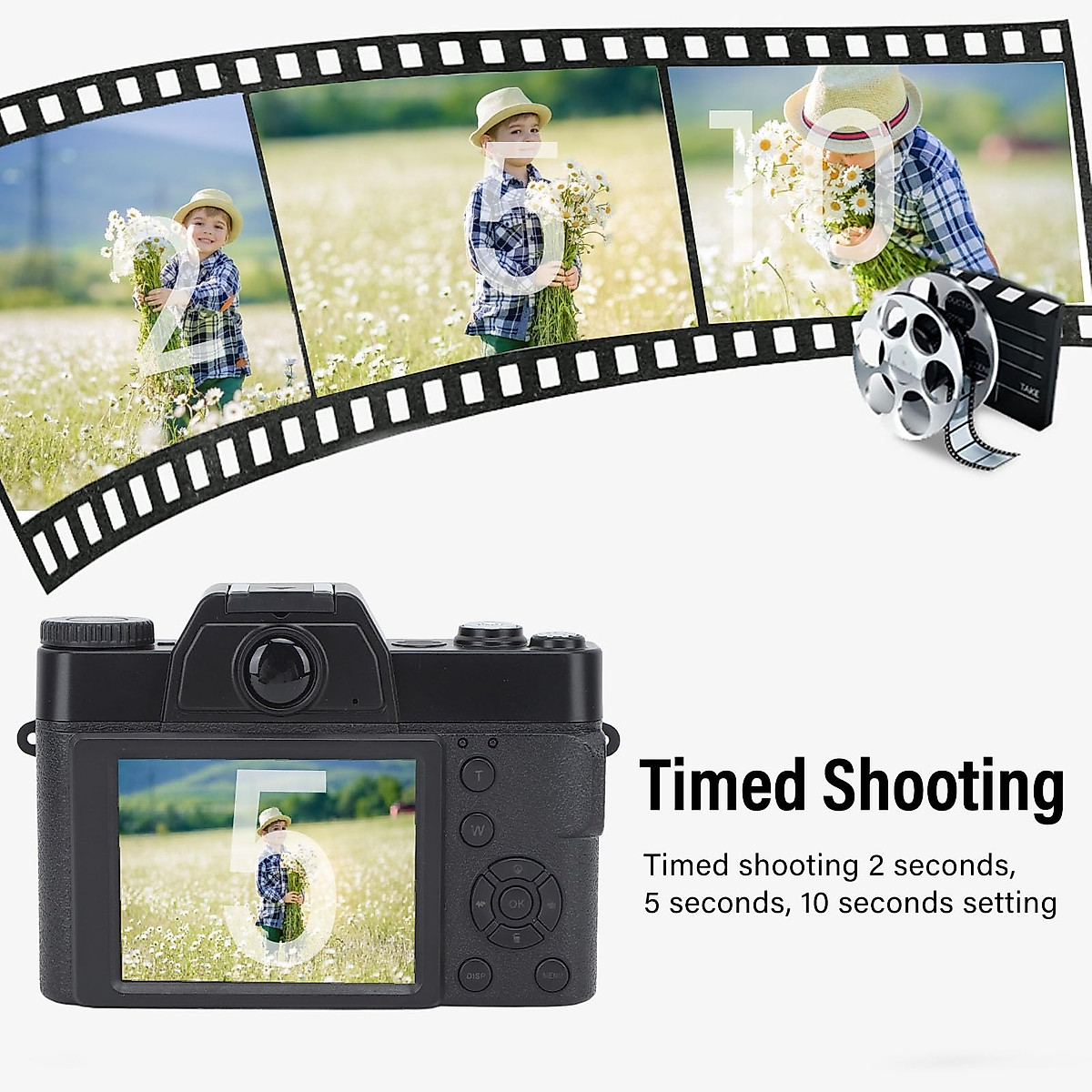 Digital Camera, HD 4K Video Camera, 16x Digital Zoom 48 MP Photography Camera, with Microphone Fill Light, Portable Point and Shoot Camera, for Teens Students Boys Girls