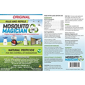 Mosquito Magician 1 Gallon Liquid Concentrate with a 2 Gallon Pump Up Sprayer - User-Friendly - Ideal for Yards, Lawns, Patios - Kills Mosquitoes, Fleas, Fire Ants - Includes 6 Natural Essential Oils