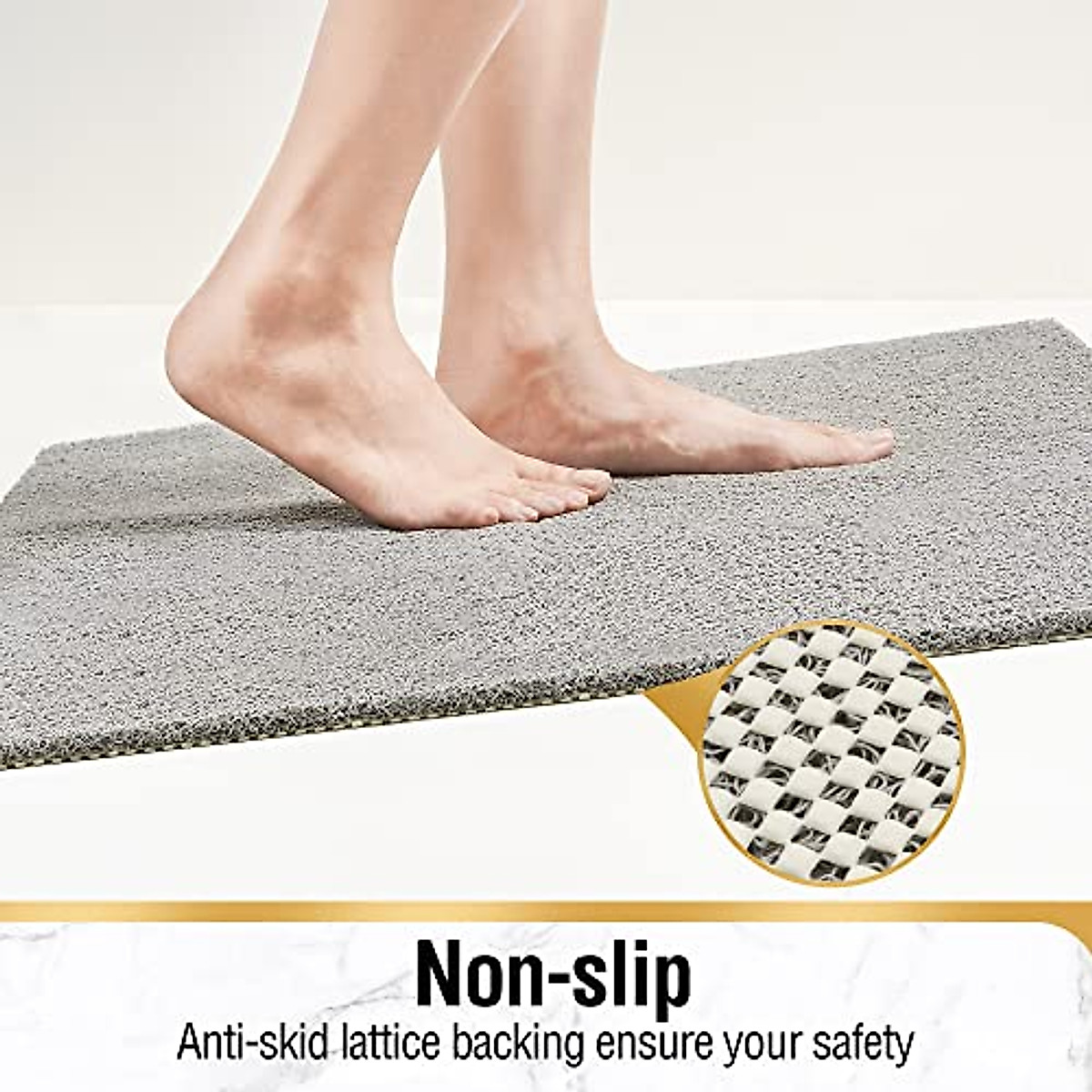 HITSLAM Shower mat Non Slip, 24 x 32 Inch Bathtub Mat Non Slip with Drain, Soft PVC Loofah Shower Bath Mat for Tub, Quick Drying Bathroom Shower Mat, Grey