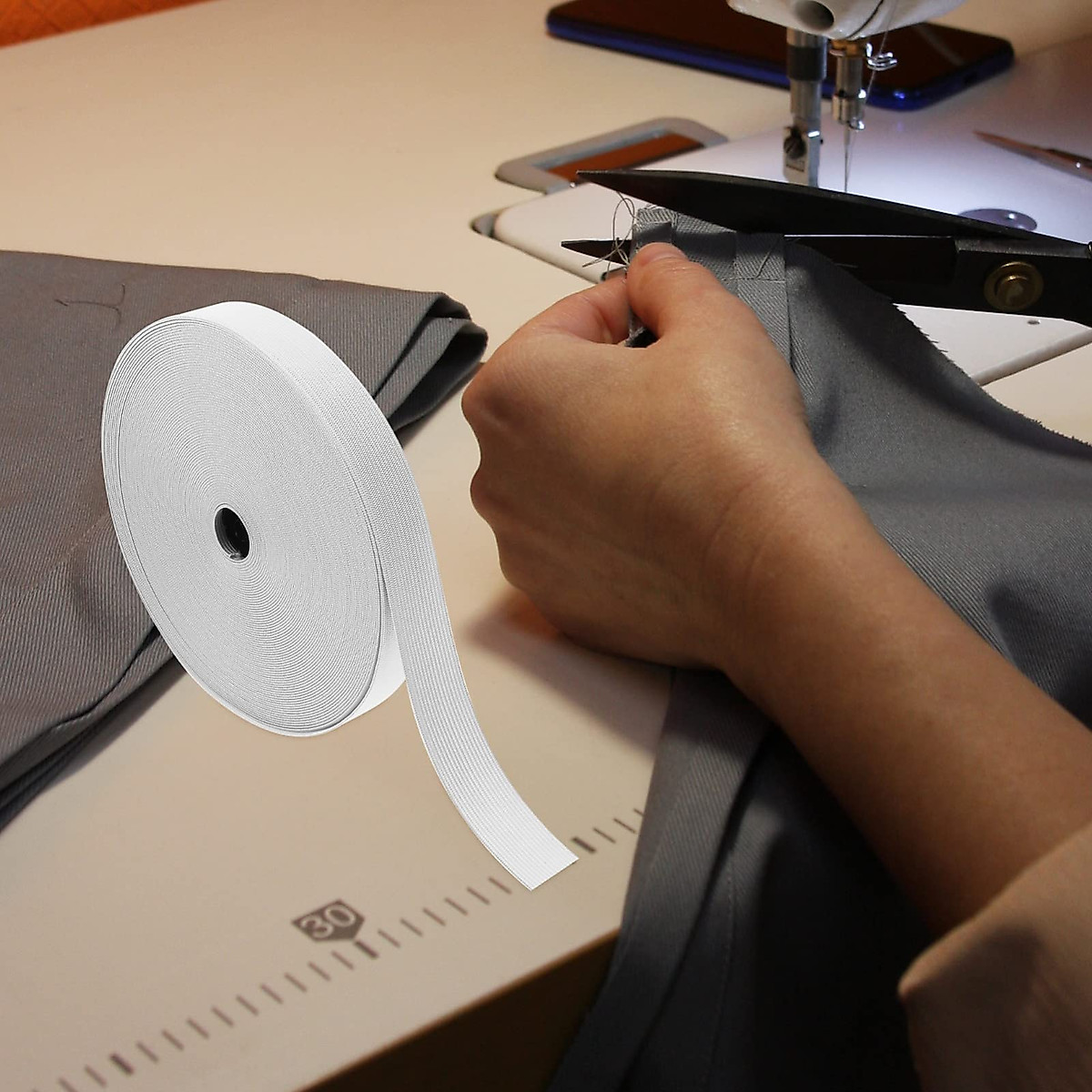 Ciieeo 1 Roll Elastic Band Kintting Waist Band Fold Over Elastic Ribbon Creative Dresses for Pregnant Women Clothes Elastic Strap White Pregnant Woman Sewing Supplies Thicken Polyester