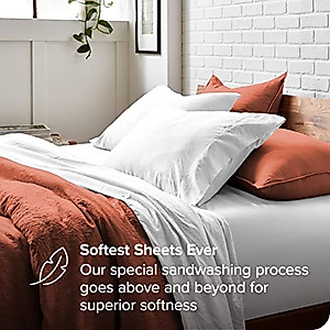 Bare Home Sandwashed Duvet Cover Queen Size - Premium 1800 Collection Duvet Set - Cooling Duvet Cover - Super Soft Duvet Covers (Queen, Sandwashed Dusty Rose)