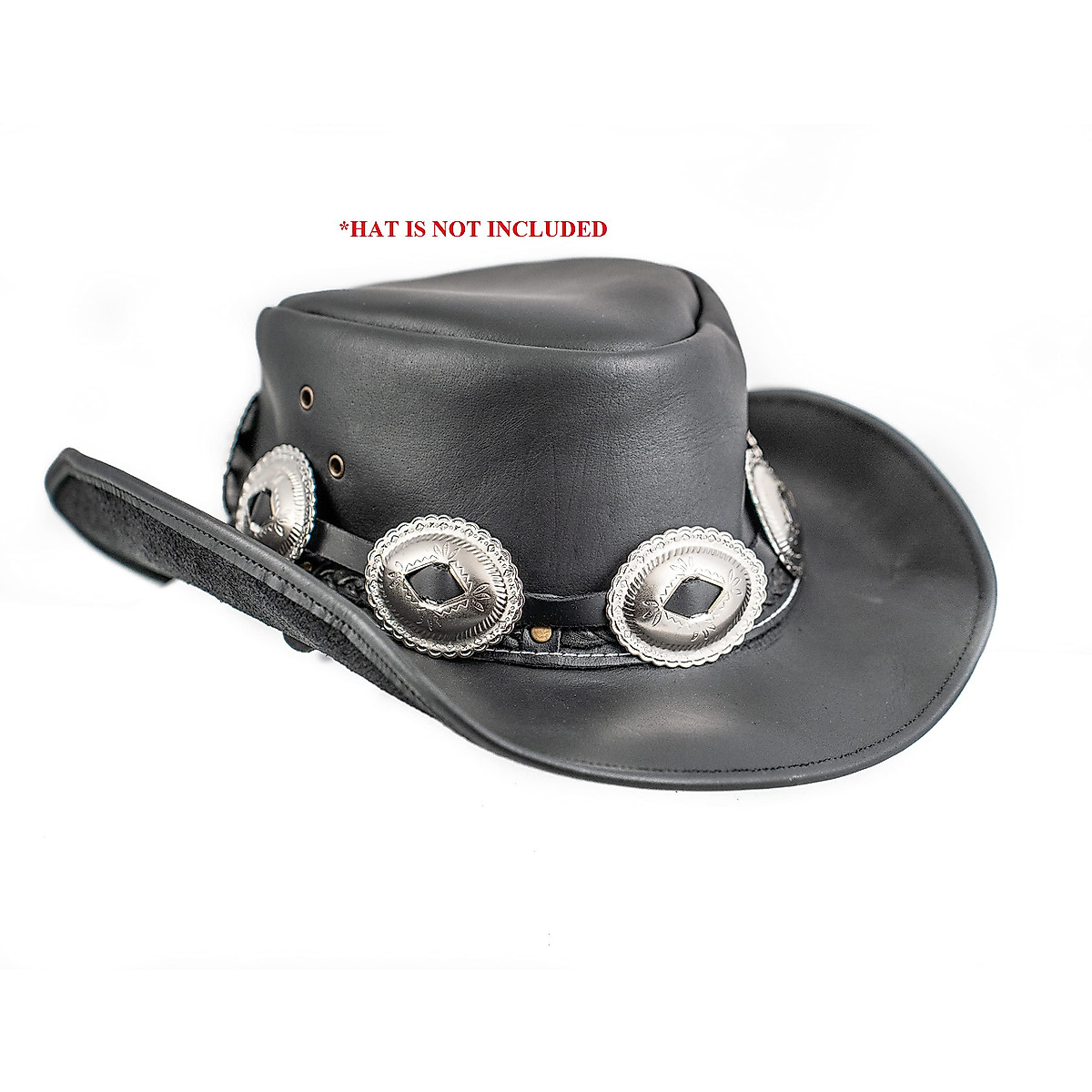 Funk Plus Hat Band Oval Concho Genuine Leather USA Made For Tophat Slash Hat Cowboy Steampunk Cosplay