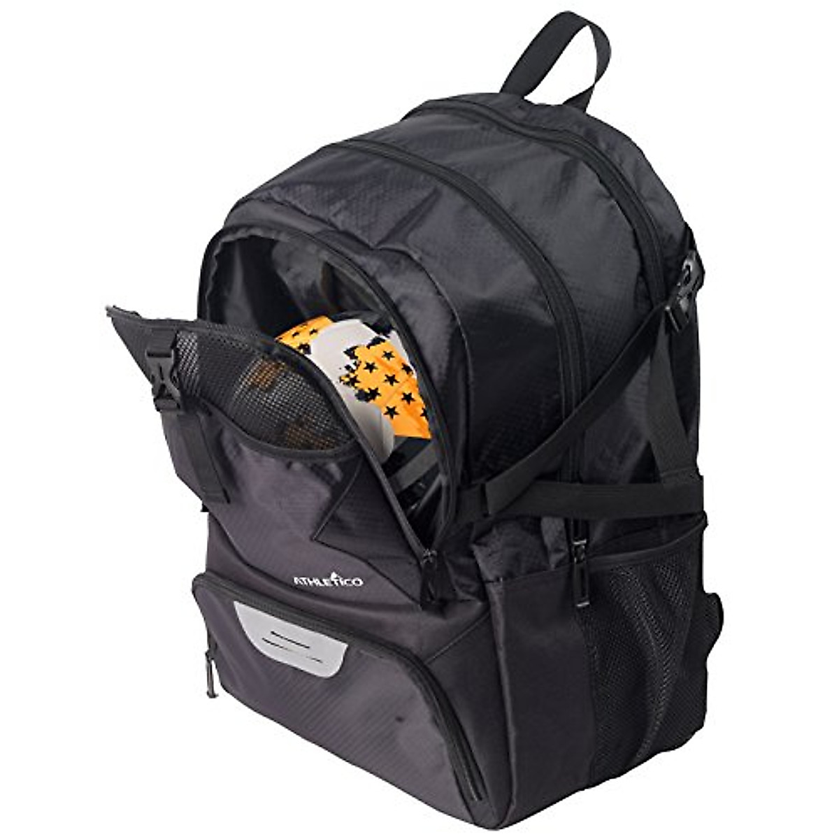 Athletico National Soccer Bag - Backpack for Soccer, Basketball & Football Includes Separate Cleat and Ball Holder (Black)