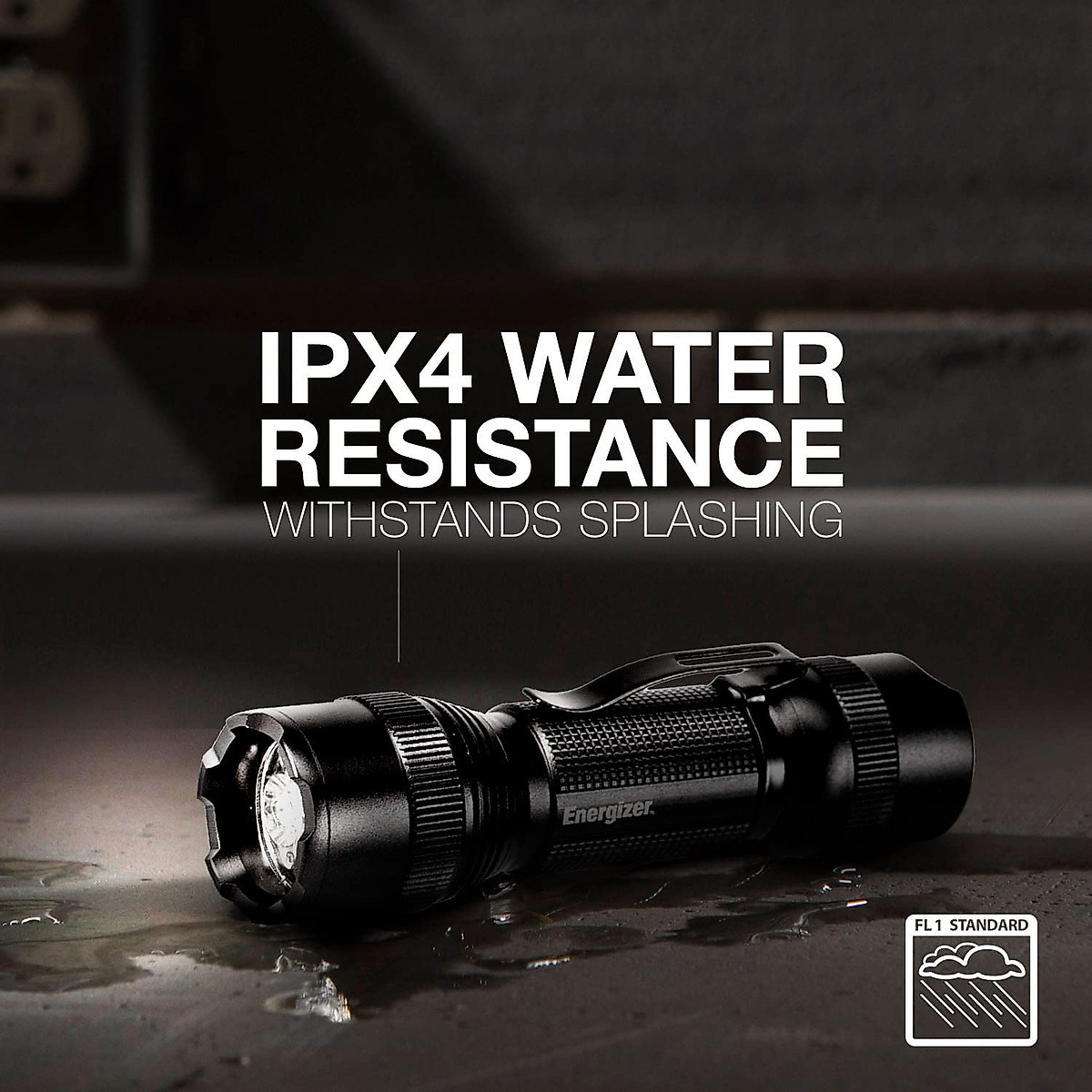 Energizer LED Tactical Flashlight TAC-950, Ultra Bright IPX4 Water Resistant Flash Light, Rugged Metal Body, Manual Focus (Batteries Included)