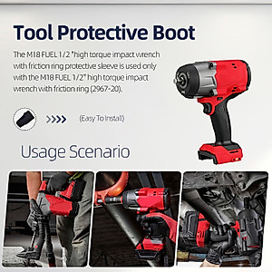 1pcs M18 Protective Boot 49-16-2967 49162967 High Torque Impact Wrench Boot for Milwaukee M18 FUEL 1/2" High Torque Impact Wrench with Friction Ring Protective 2967-20 only