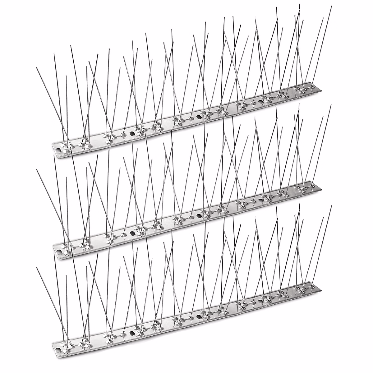 C CRYSTAL LEMON Bird Spikes – Stainless Steel Strips for Bird Deterring – Heavy-Duty Bird Spikes for Outside – Designed for Pigeons, Small Birds, Crows, Woodpeckers, Squirrels – 3 Bases (3.25ft)