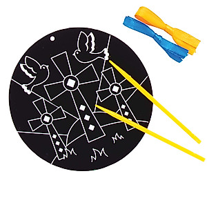 Baker Ross AT561 Holy Week Scratch Art Decorations - Pack of 8, Christmas Tree Ornaments Made with Rainbow Magic Paper, for Kids to Decorate in Arts and Crafts Activities