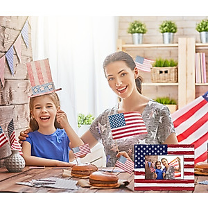 PETCEE American Flag Picture Frame Independence Day Wooden Photo Frame 4th of July Picture Frame Veterans Day Gift American Star Patriotic Desktop Decoration Christmas Memories Day Gift Supplies