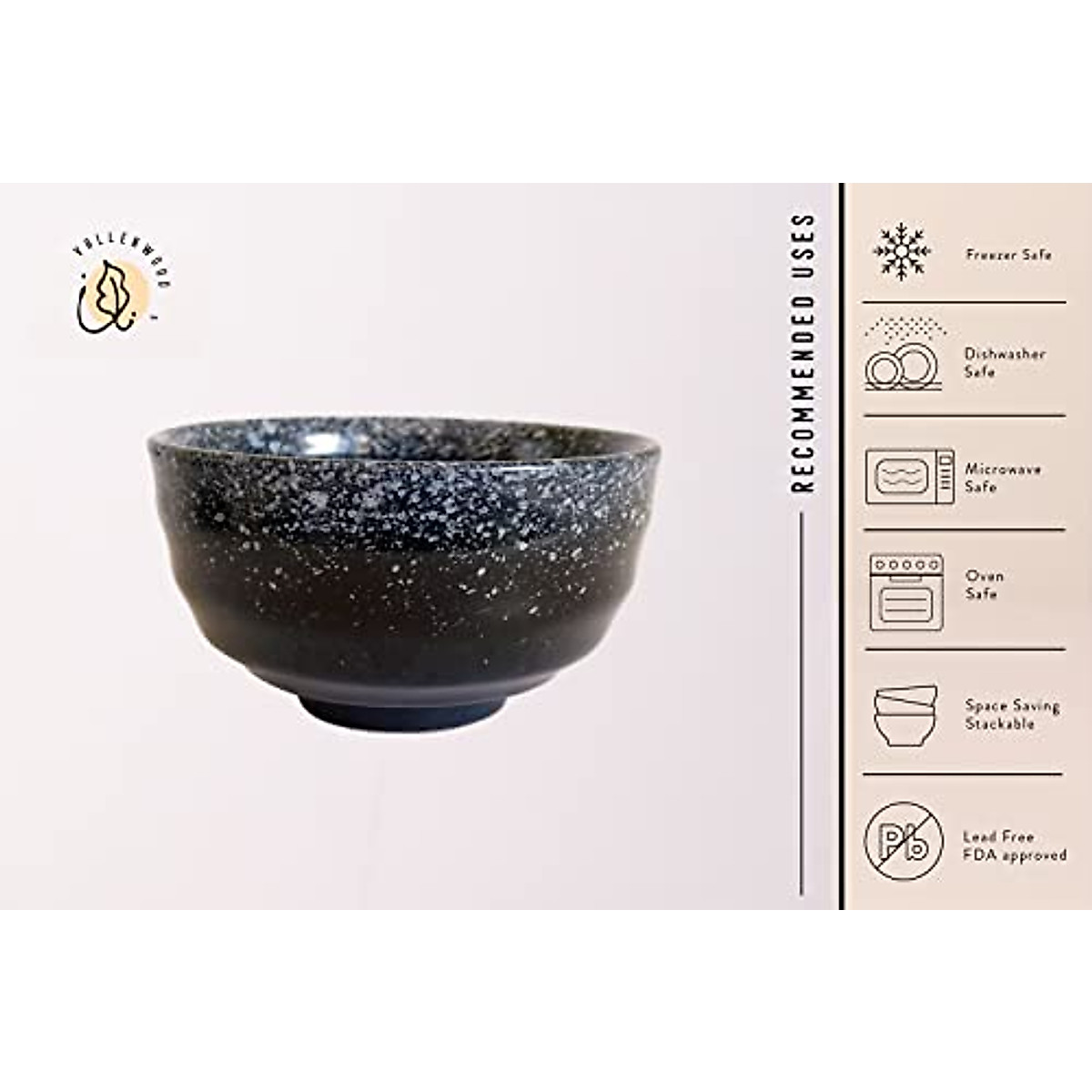 8 Pieces Japanese Fuji Blue Style. 4 Ceramic Miso & Rice Bowls Set Plus 4 Small Soy Sauce bowl Plates Included. 8 oz. Japan, Korean & Chinese. Portion Control Ramen Soup Capable. (Dark Blue, 4.1in x4)