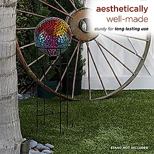 Alpine Corporation HMD172 Alpine 10" Diameter Indoor/Outdoor Glass Leaf Pattern Yard Decoration, Multicolor Gazing Globe