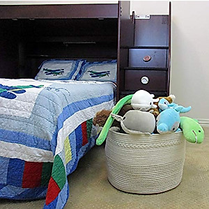 Cotton Rope Storage Basket - Decorative Woven Basket Great Basket for Blankets Basket, Large Laundry Basket, Living Room, Toy Storage, Toy Basket, Toy Bin, XXL 20”X13.5”