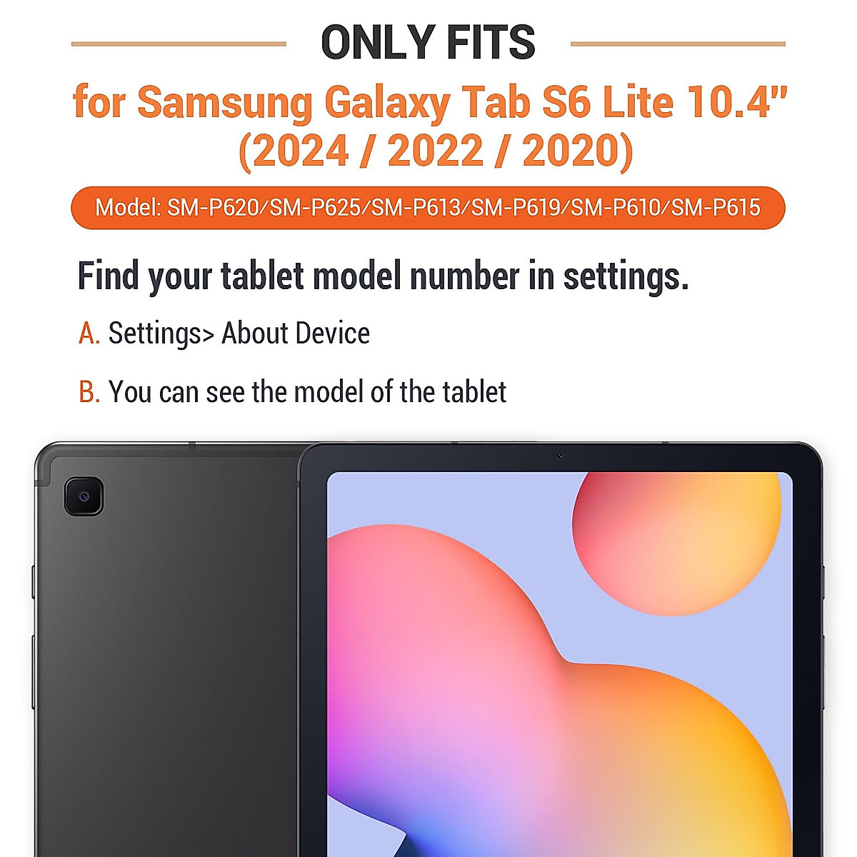 SEYMAC Case for Samsung Galaxy Tab S6 Lite 10.4'' 2024/2022/2020 (SM-P620/P610/P615), Heavy Duty Full-Body Shockproof Protective Case with Screen Protector, Rotating Stand, Hand/Shoulder Strap, Black