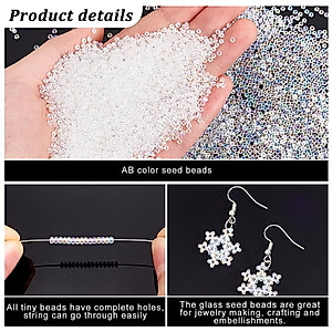 PH PandaHall 6000Pcs 11/0 2mm Glass Seed Beads Round Waist Beads Mini Spacer Beads for Earring Bracelet Necklace Jewelry Making, AB Color