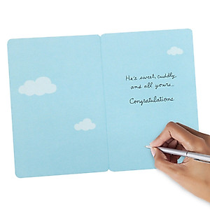 Hallmark Signature Baby Shower Card for Boy (Elephant with Balloon) Welcome New Baby Boy, Congratulations
