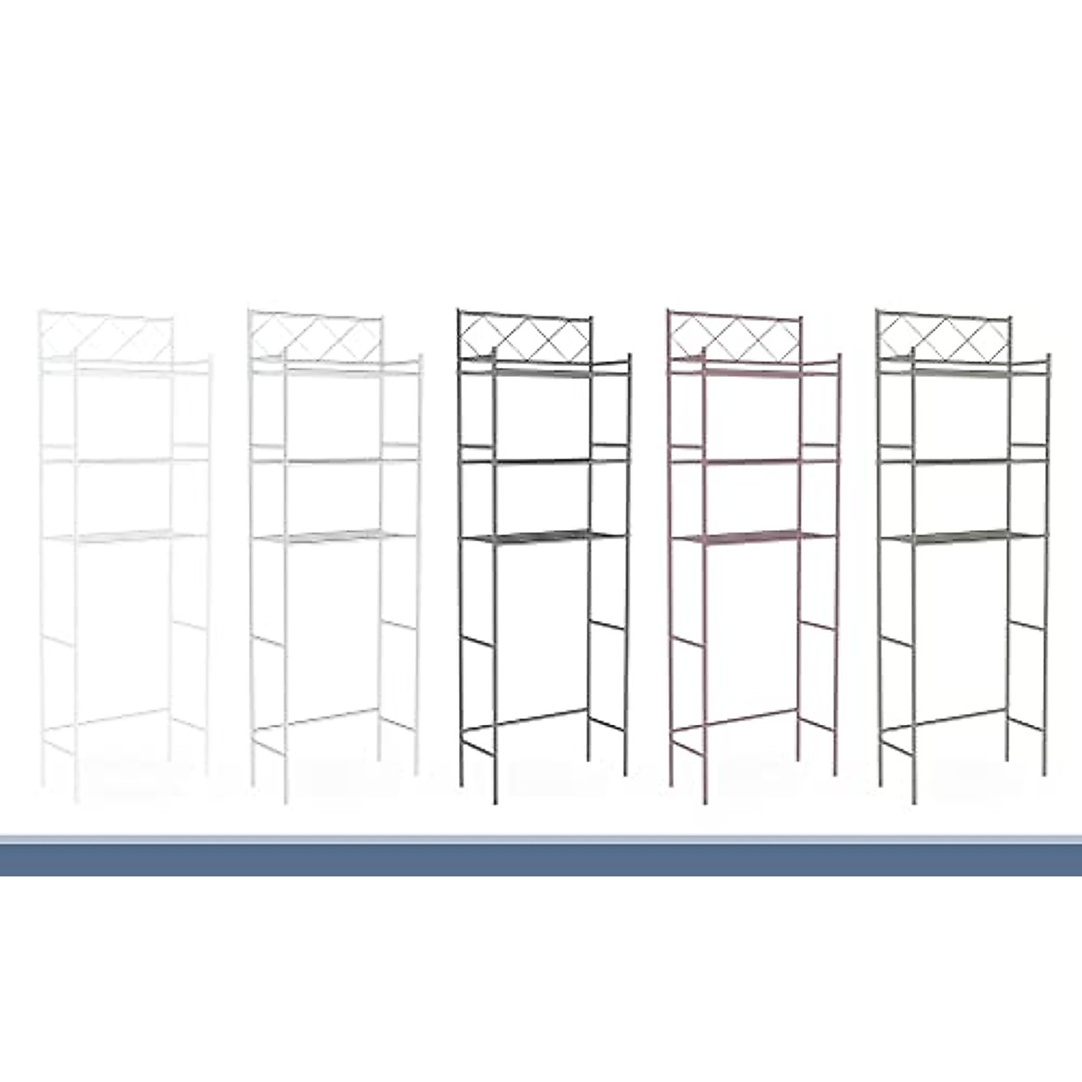 J&V TEXTILES 3-Shelf Bathroom Organizer Over The Toilet, Bathroom Spacesaver (Silver)