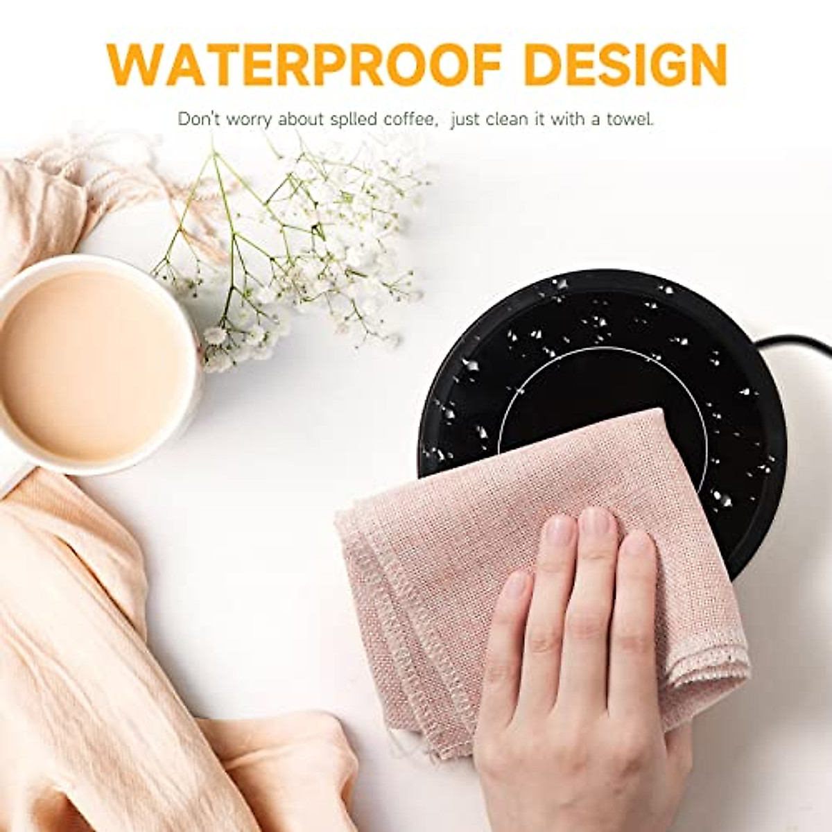 Coffee Mug Warmer Smart Cup Warmer with 3 Temperature Settings Electric Beverage Warmer Plate Auto Shut Off, Coffee, Tea and Milk Warmer for Office Home Desk Use (Cup Not Included)