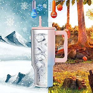 HIZEE 40 oz Tumbler with Handle and Straw,Reusable Stainless Steel Water Bottle Travel Mug Cupholder Friendly,Keeps Cold for 34 Hours, Gifts for Women Men Him Her(pink blue)