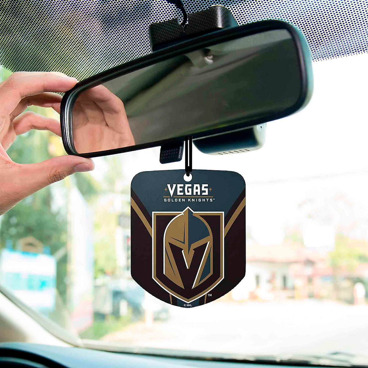 FANMATS 61601 NHL Vegas Golden Knights Hanging Car Air Freshener, 2 Pack, Black Ice Scent, Odor Eliminator, Shield Design with Team Logo