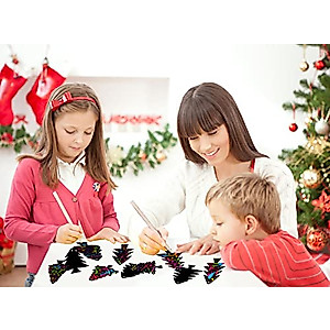 WhatSign Christmas Ornament Crafts for Kids 24Pcs Rainbow Christmas Scratch Cards DIY Christmas Scratch Art Paper Ornaments Craft Christmas Crafts for Kids Classroom Christmas Party Favors Decorations