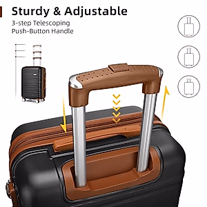 LARVENDER Luggage Sets 4 Piece, Expandable Hardside Suitcase Sets with Spinner Wheels TSA Locks, Lightweight Rolling luggage for Men and Women, Black