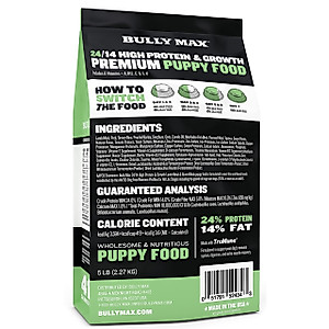 Bully Max Puppy Growth & Nutrition Bundle - High Protein Natural Dry Dog Food (5lb Bag) & Wet Dog Food (2 Dry lb, Makes 5.5 lb of Wet Food) for Small & Large Breed Puppies - Lamb & Chicken Flavors
