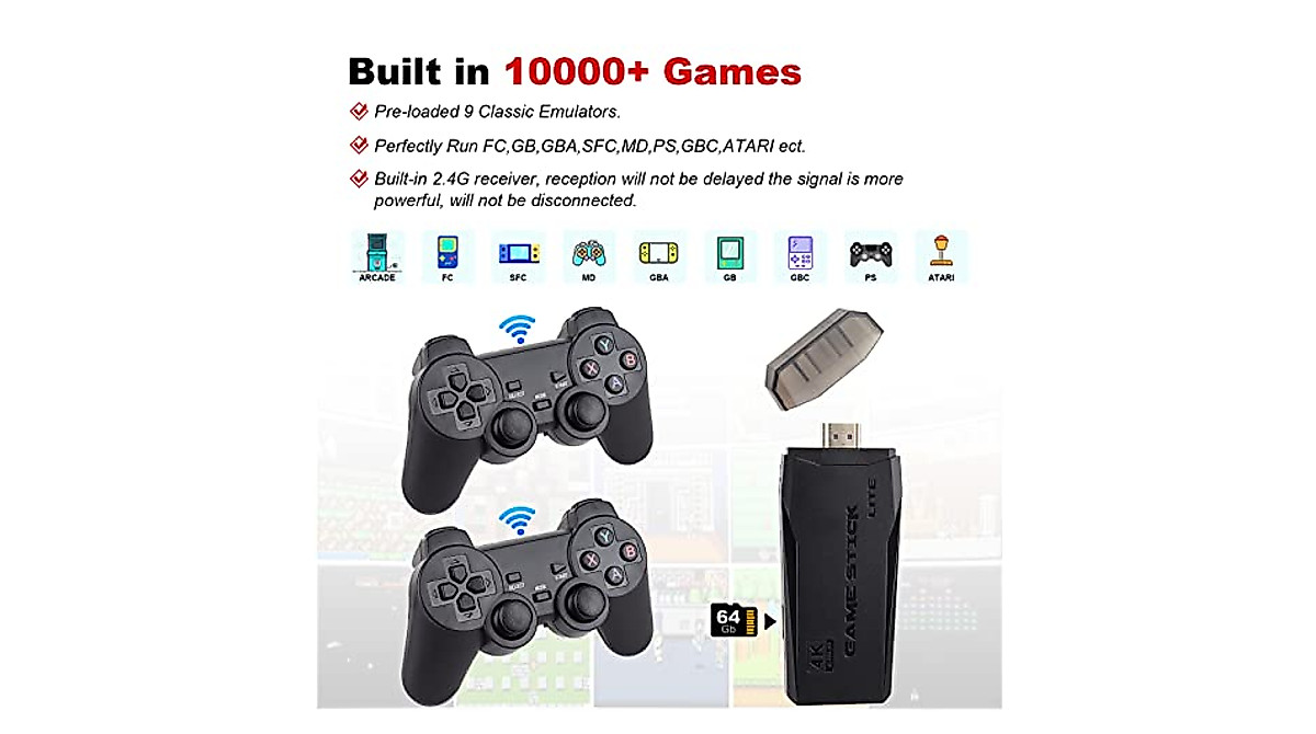 4K Wireless Retro Game Console - Over 10,000 Games