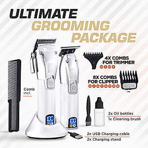 Fagaci Professional Hair Clippers for Men Set Turbo Power with Precise Cutting, Barber Clippers for Hair Cutting, Cordless Hair Clippers and Trimmers Set, Maquina de Cortar Cabello, Haircut Barber Kit
