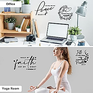 12 Styles Bible Verse Wall Decals Inspirational Wall Decals Peel and Stick Vinyl Christian Wall Decal Prayer Wall Decor Butterfly Quotes Wall Decor Stickers Wall Art Sticker for Bedroom (Black)