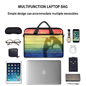 Rainbow Love Print Laptop Computer Bag Waterproof Shoulder Messenger Bag 13-15 inch Durable Laptop Tote Bag with Shoulder Strap Handle Lightweight Crossbody Briefcase