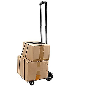 HEIHAK 99 lbs 4 Wheel Folding Luggage Cart, Portable Utility Cart with Bungee Cord and Storage Pouch, Collapsible Lightweight Folding Hand Truck for Luggage, Travel, Shopping, Moving, Office, Black