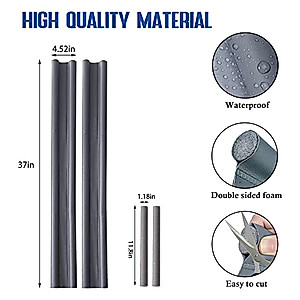 Under Door Draft Stopper 37" Cuttable and Washable,Draft Stopper for Bottom of Door,Twin Door Draft Stopper,Energy Saving Weather Stripping Door Seal Reduce Noise Adjustable Door Stoppers (Gray)…