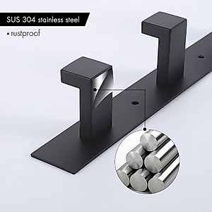 KES Coat Hooks Towel Hook Rack 3 Hooks Set Hook Rail Wall Mount SUS 304 Stainless Steel Matt Black, AH210H3DG-BK