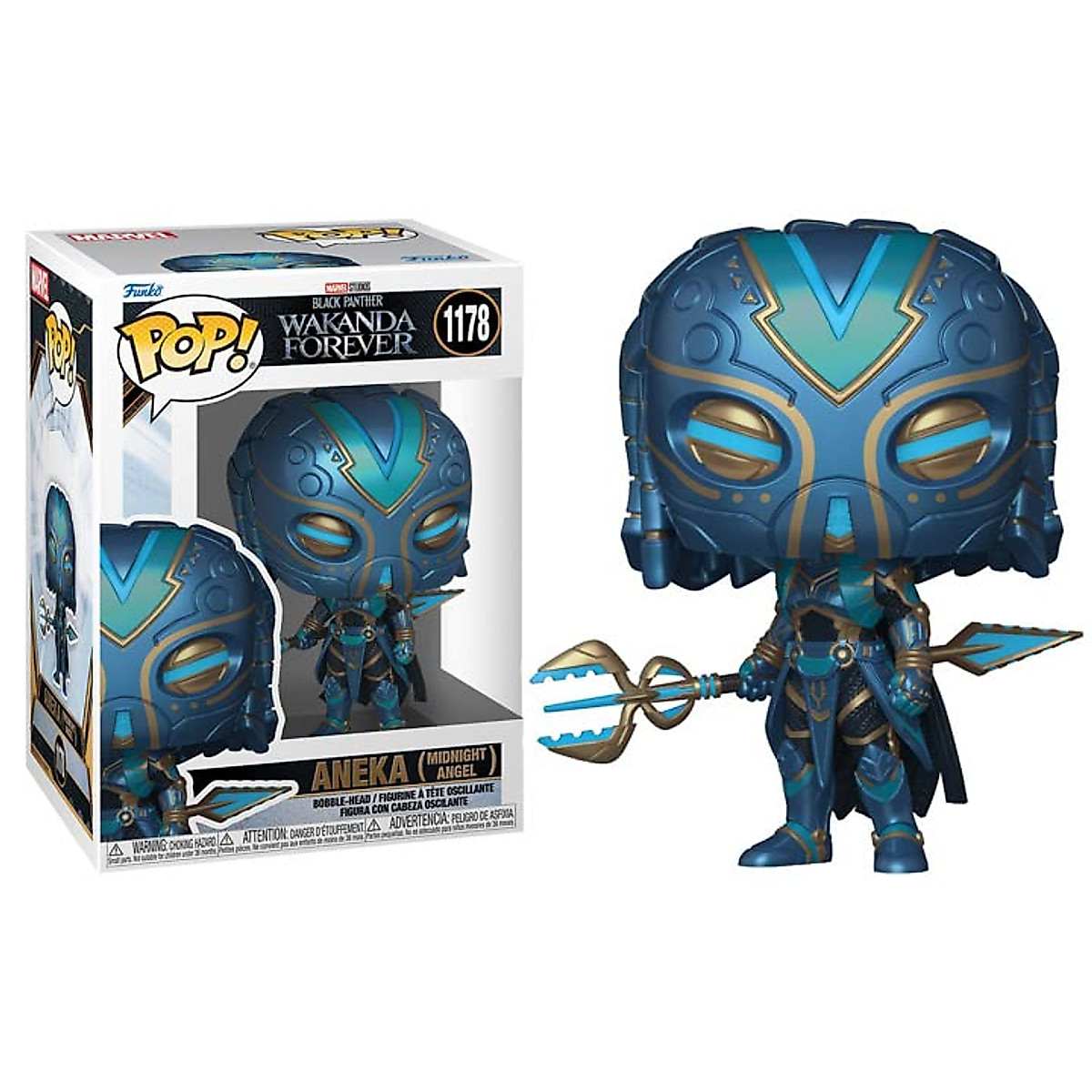 POP Marvel: Black Panther: Wakanda Forever - Aneka (Midnight Angel) Funko Vinyl Figure (Bundled with Compatible Box Protector Case), Multicolored, 3.75 inches