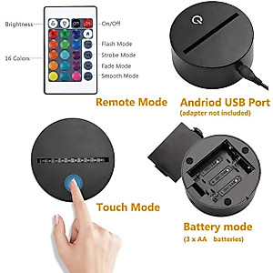 3D Gradient Karate Taekwondo Night Light Remote Control Touch Switch 16 Color Change LED Table Desk Lamp Acrylic Flat ABS Base USB Charger Home Decoration Toy Birthday Xmas Kid Children Gift