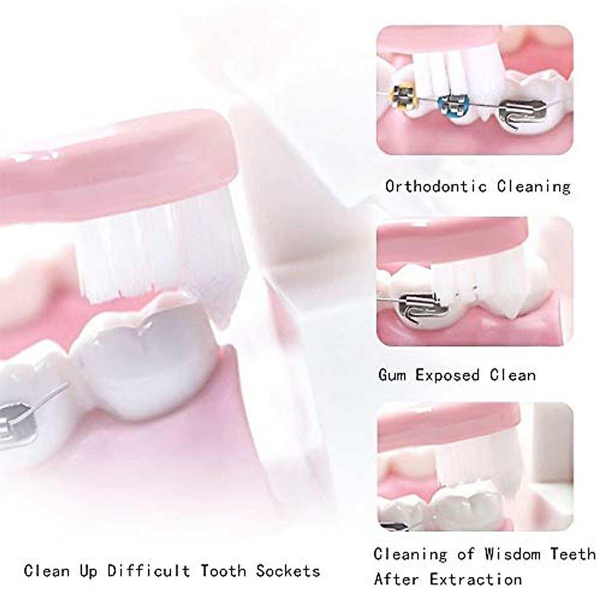 4 Pieces Tuft Toothbrush Tiny Small Head End Tuft Toothbrush, Orthodontic Soft Trim Wisdom Toothbrush Single Compact Interdental Interspace Brush (Single)