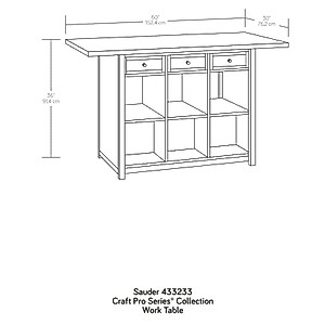 Sauder Craft Pro Series Transitional Engineered Wood Work Table in Brown