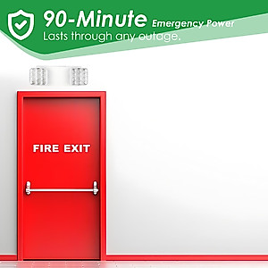 GRUENLICH LED Emergency Light, Exit Lighting Fixtures with Two LED Heads and Back-Up Batteries, UL 924 Qualified, 120-277 Voltage, 4-Pack